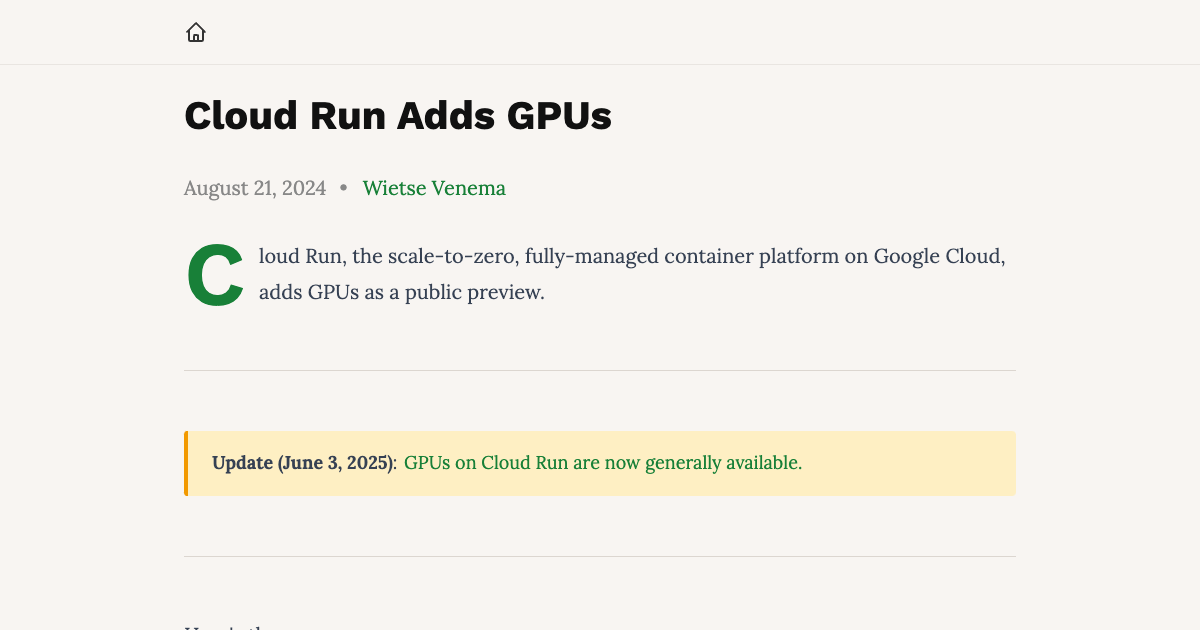 Cloud Run Adds GPUs